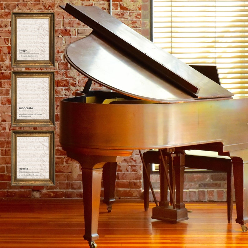 Set of 3 Prints Music Wall Art Printable Musical Tempos Largo Moderato ...