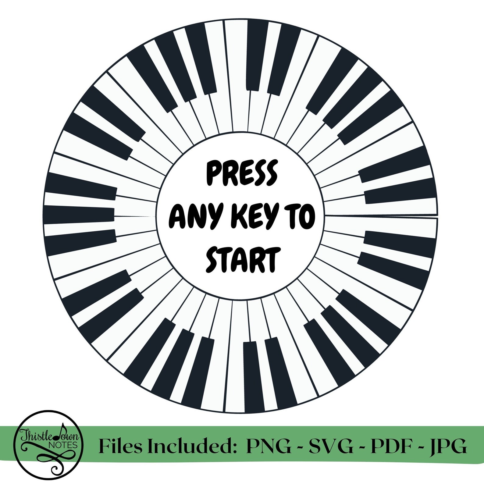 Press Any Key Digital File SVG PNG JPG Pdf Music Fan Teacher Student ...