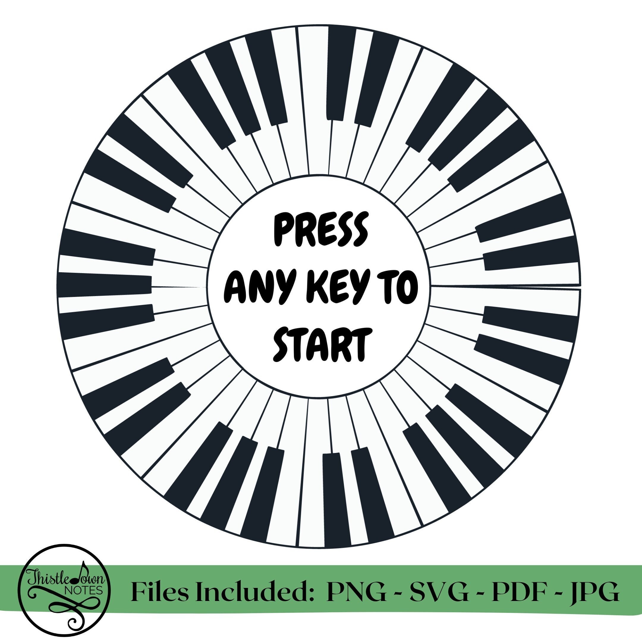 Press Any Key Digital File SVG PNG JPG Pdf Music Fan Teacher Student ...