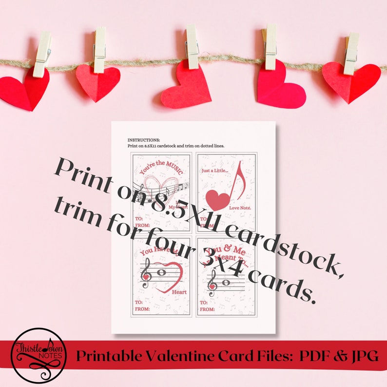 Kid Music Valentine Cards Series 2 3x4 Printable Cards and Envelope JPG ...