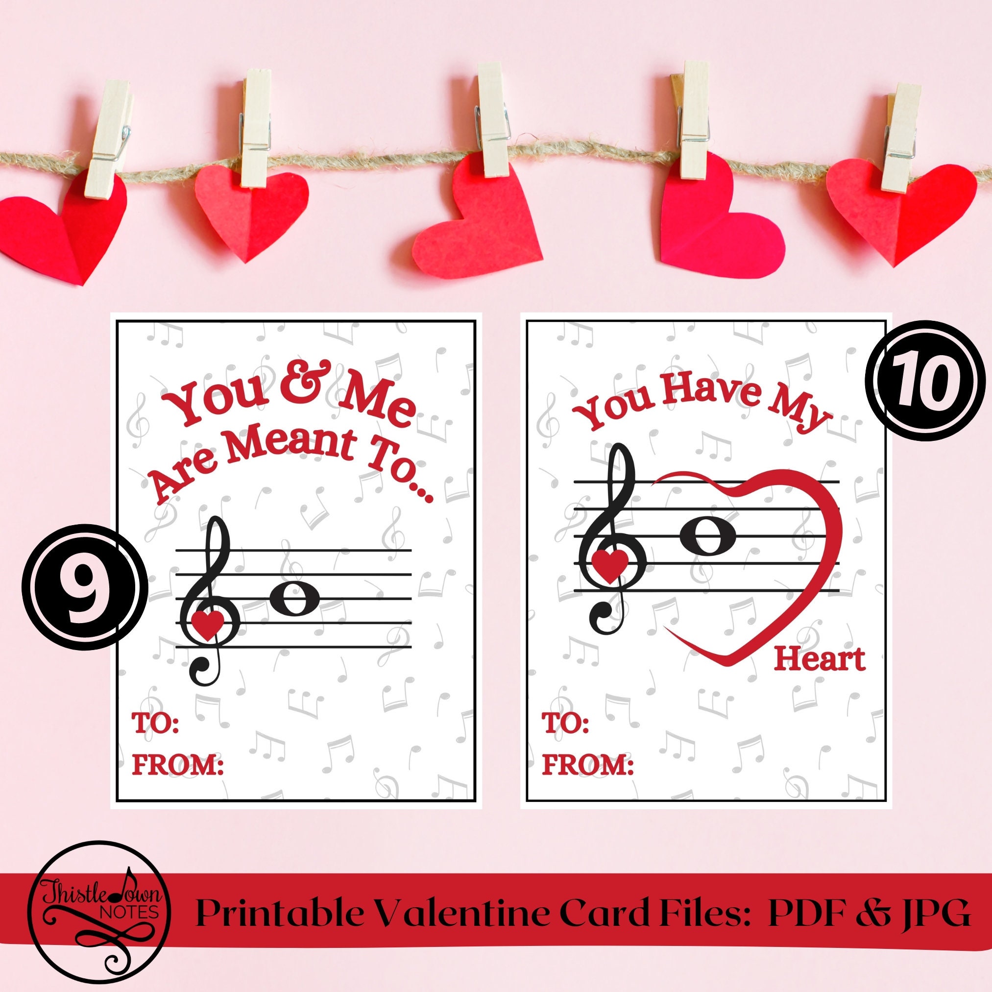 Kid Music Valentine Cards Bundle 12 Designs 3x4 Printable Cards and ...