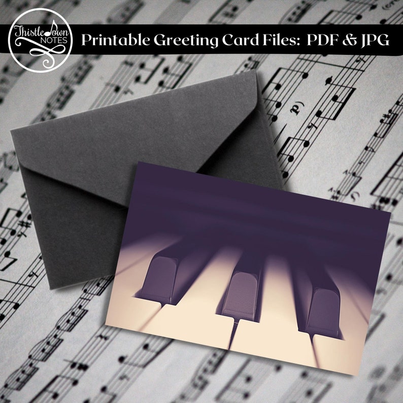 Piano Greeting Cards 4X6 Set of 5 Instant Download Printable Card and ...