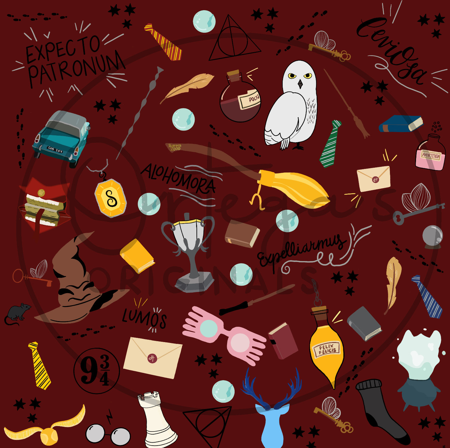 Burgandy Harry Potter Seamless Pattern File | Etsy