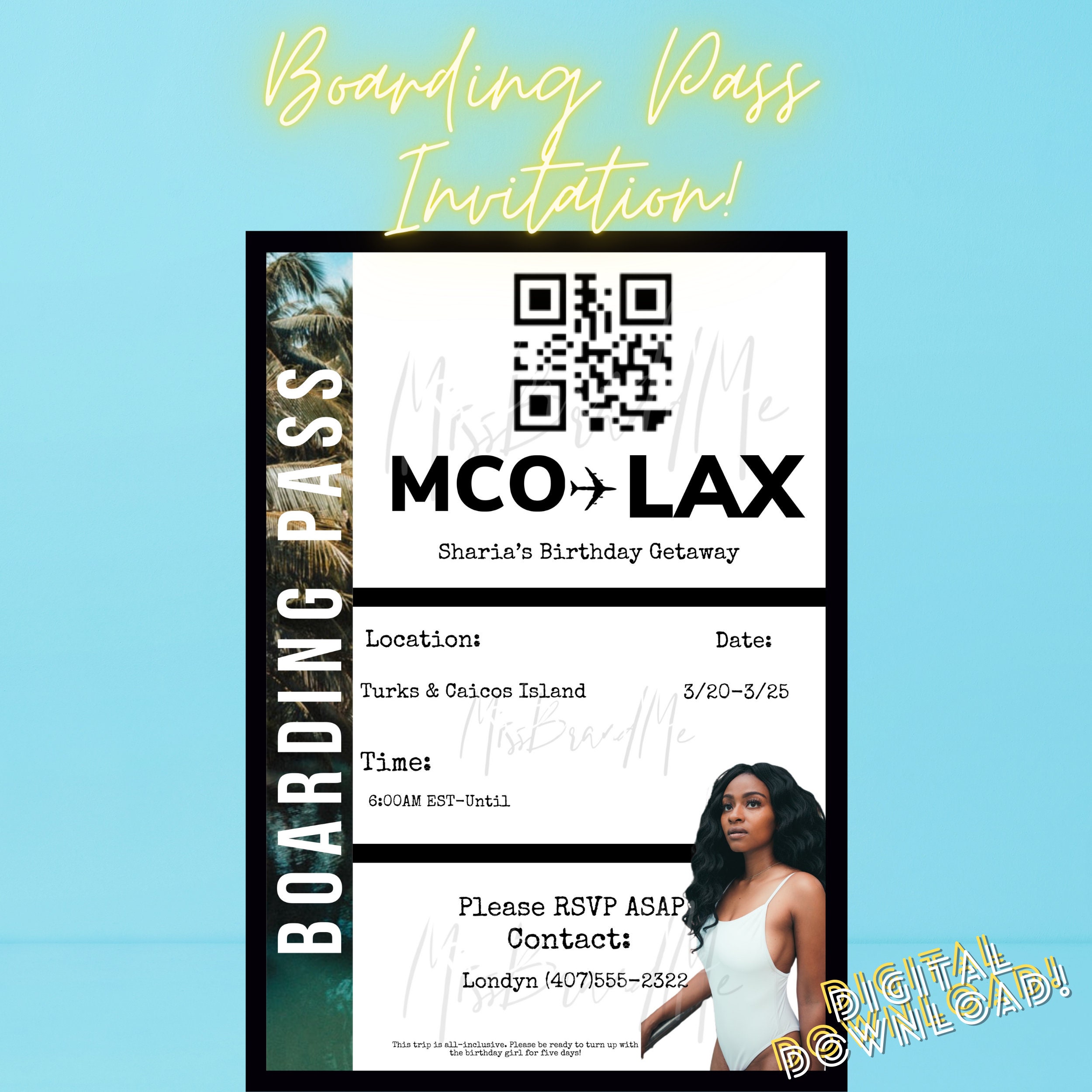 Boarding Pass: Party Invite, Custom Party Invitations, Digital Party ...