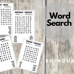 Bilingual English Spanish Word Search Printable Bundle: 29 Fun-filled ...