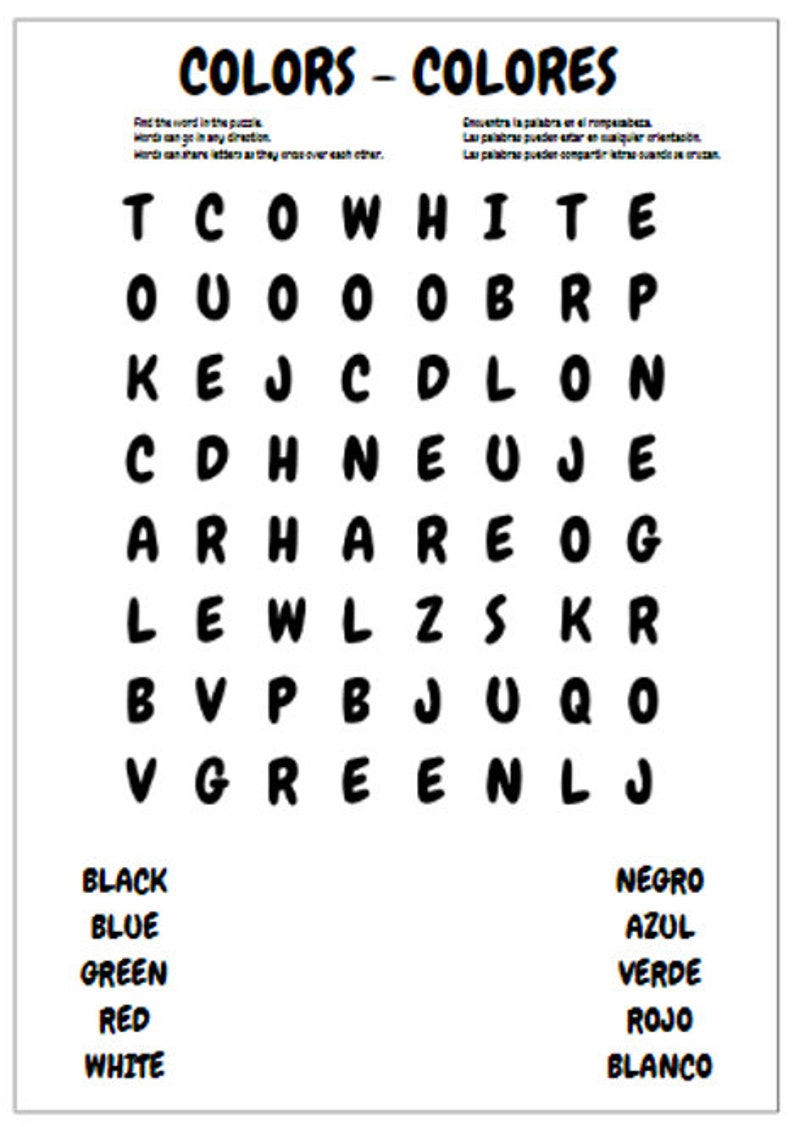 Bilingual English Spanish Word Search Printable Bundle: 29 Fun-filled ...