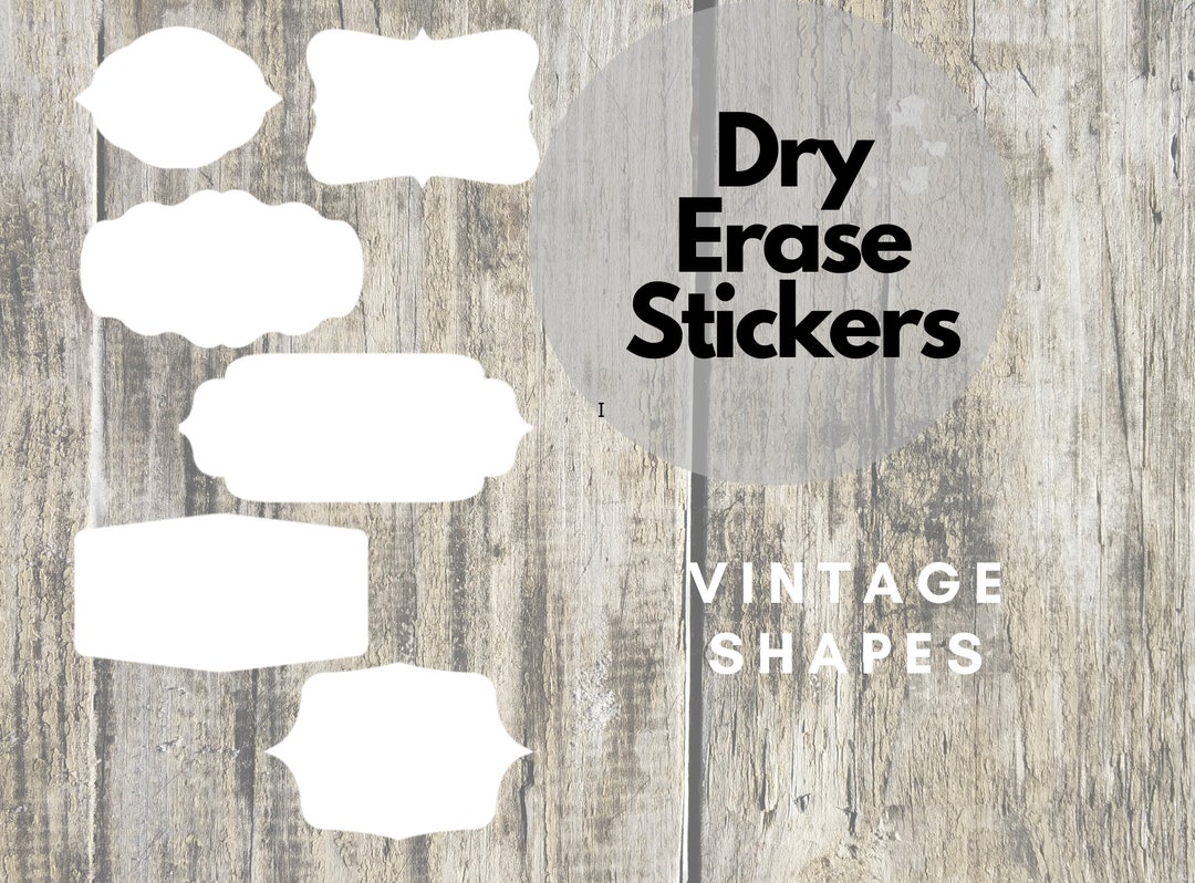 Dry Erase Sticker Vintage Decals. Set of 6 Cut Out. White Adhesive ...