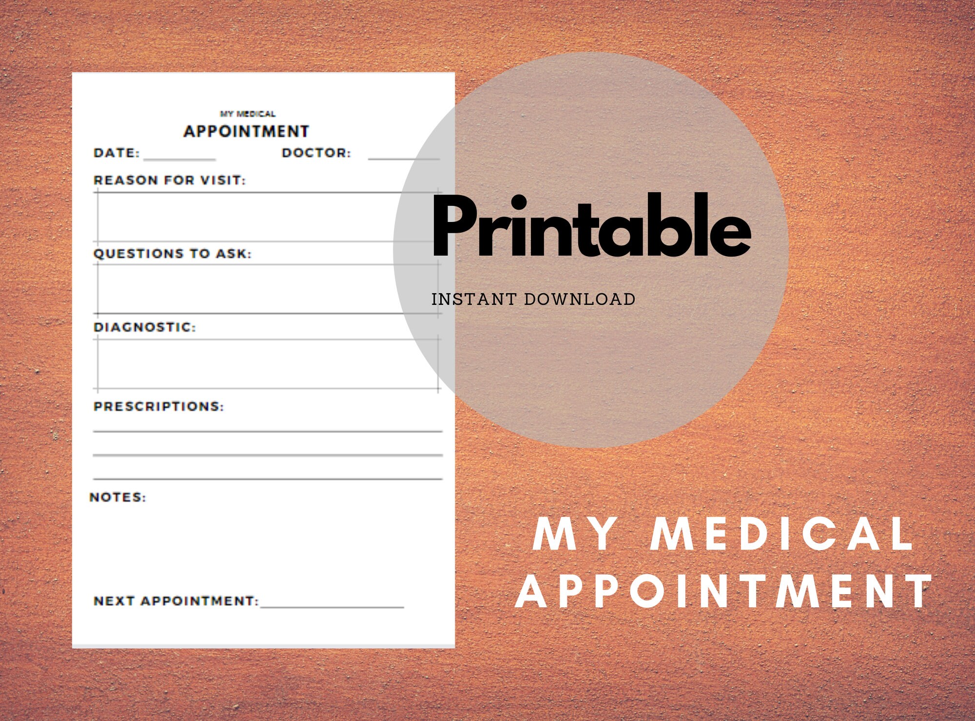My Medical Appointment Journal, PDF Printable, Journal, Medical Planner ...