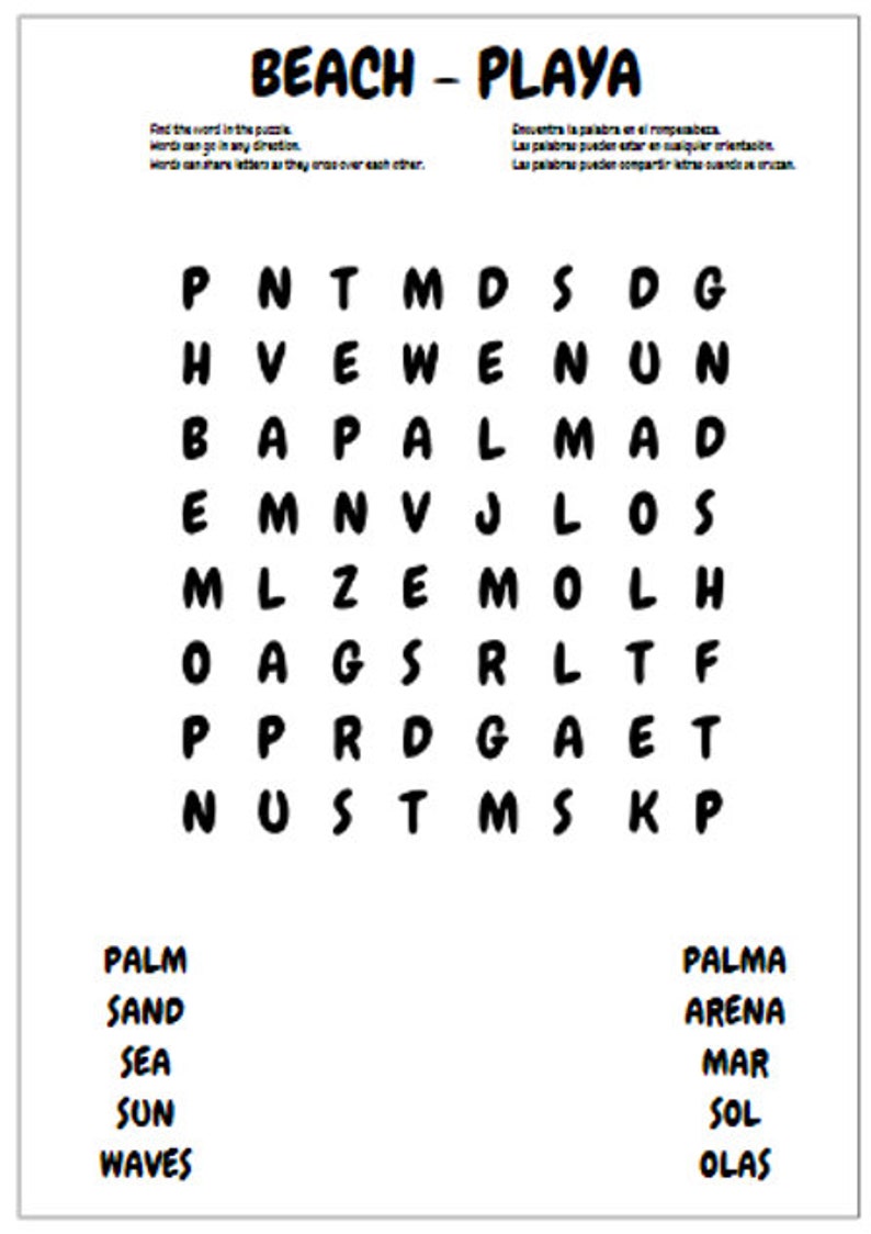 Bilingual English Spanish Word Search Printable Bundle: 29 Fun-filled ...