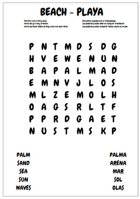 Bilingual English Spanish Word Search Printable Bundle: 29 Fun-filled ...