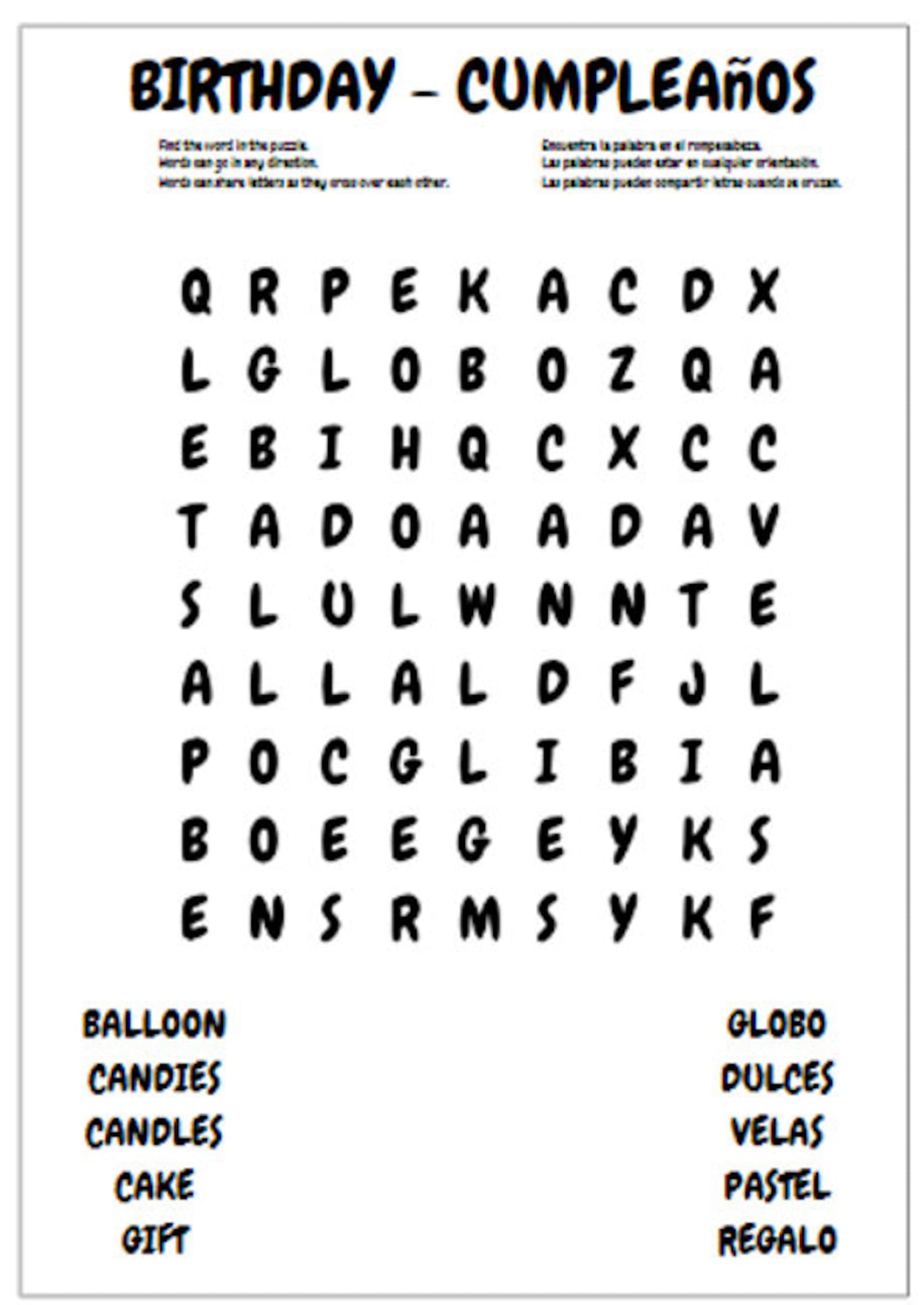 Bilingual English Spanish Word Search Printable Bundle: 29 Fun-filled ...