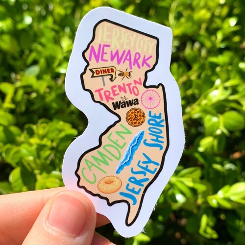 Minimal New Jersey State Vinyl Sticker Custom Stickers New - Etsy