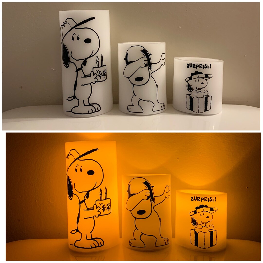 Custom Birthday Snoopy Flameless Candles - Etsy
