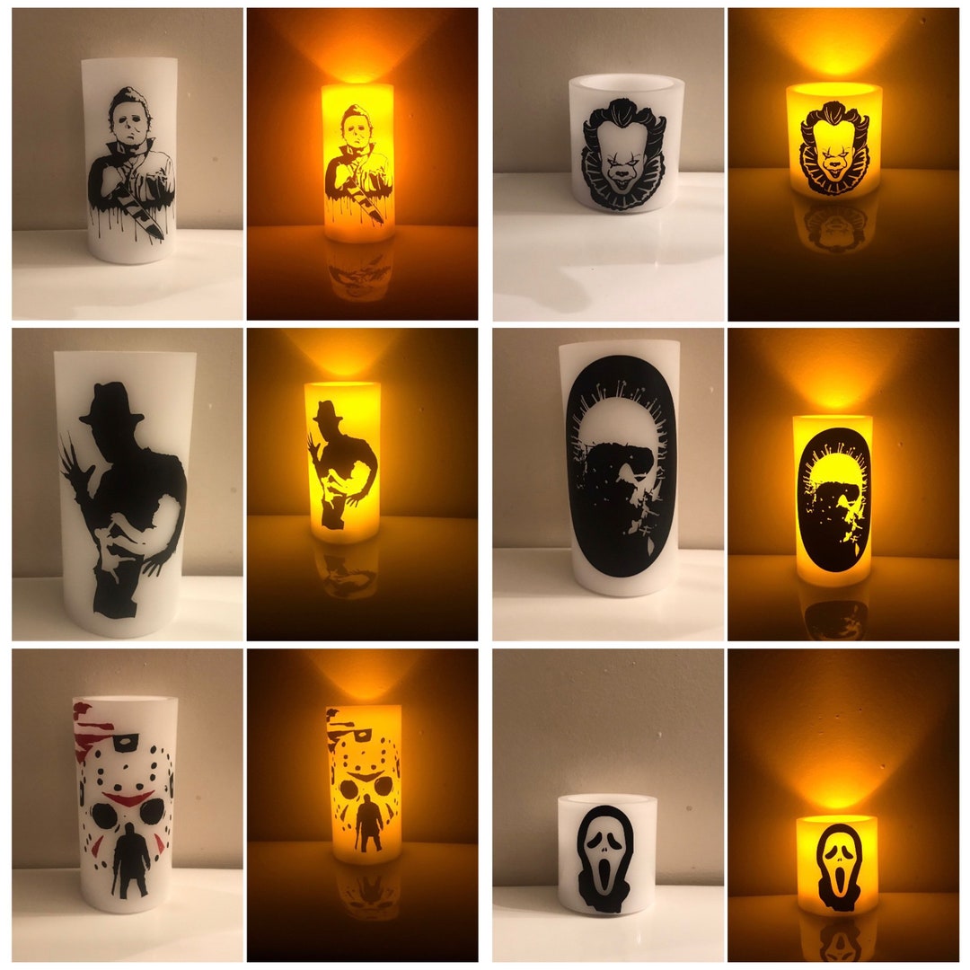 Custom Horror Movie Flameless Candles - Etsy