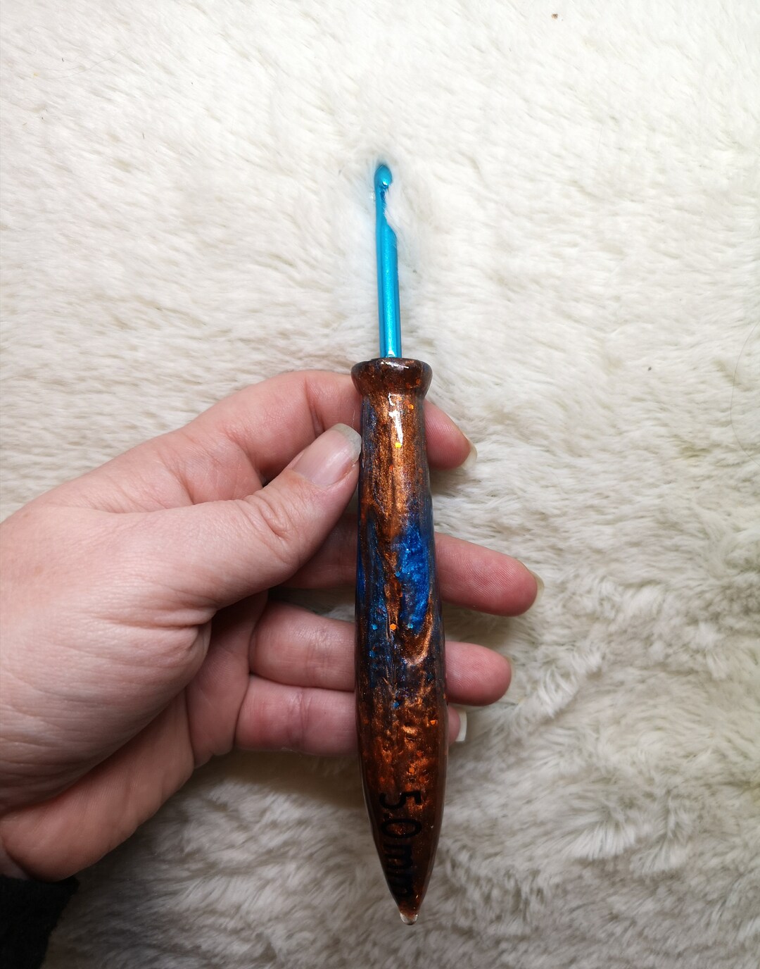 Blue and Bronze Ergonomic Resin Crochet Hook 5.0 Mm - Etsy