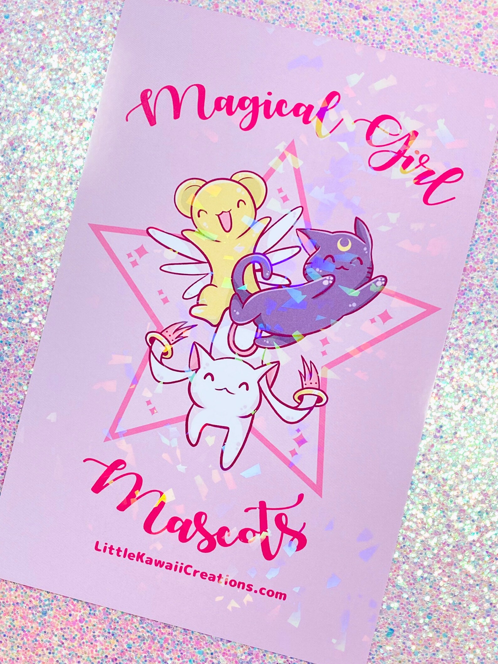 Holographic Magical Girl Mascots 6.5x8.5 Size Print - Etsy