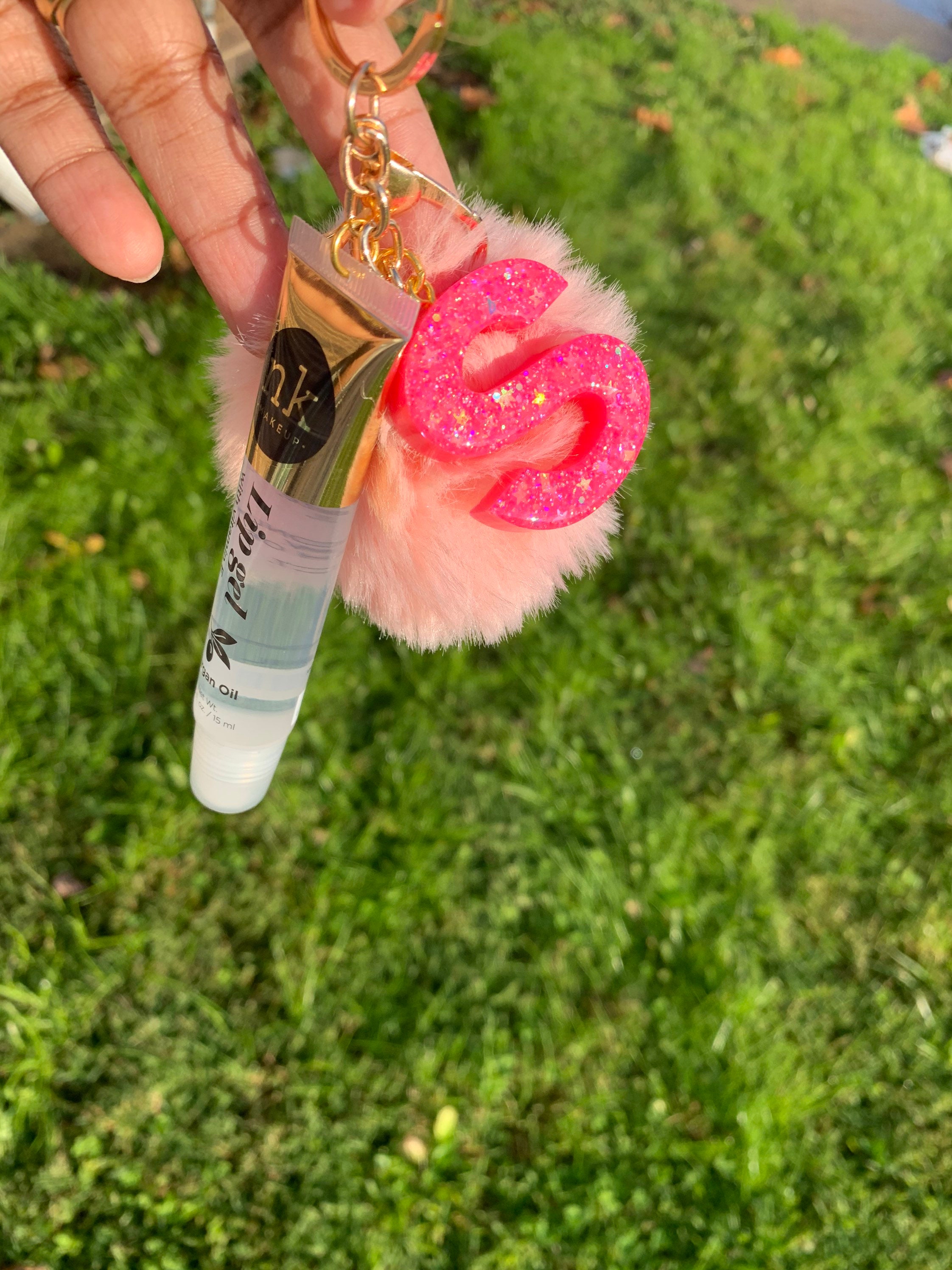 Lip Gloss Initial Keychain Lip Gloss Bundlescustom Resin Etsy