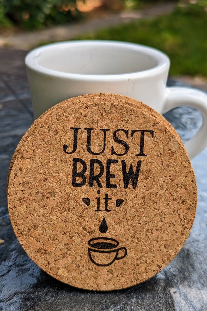 Coffee Lover's Cork Coaster Set - Set of 4 - Choose Your Own Designs ...