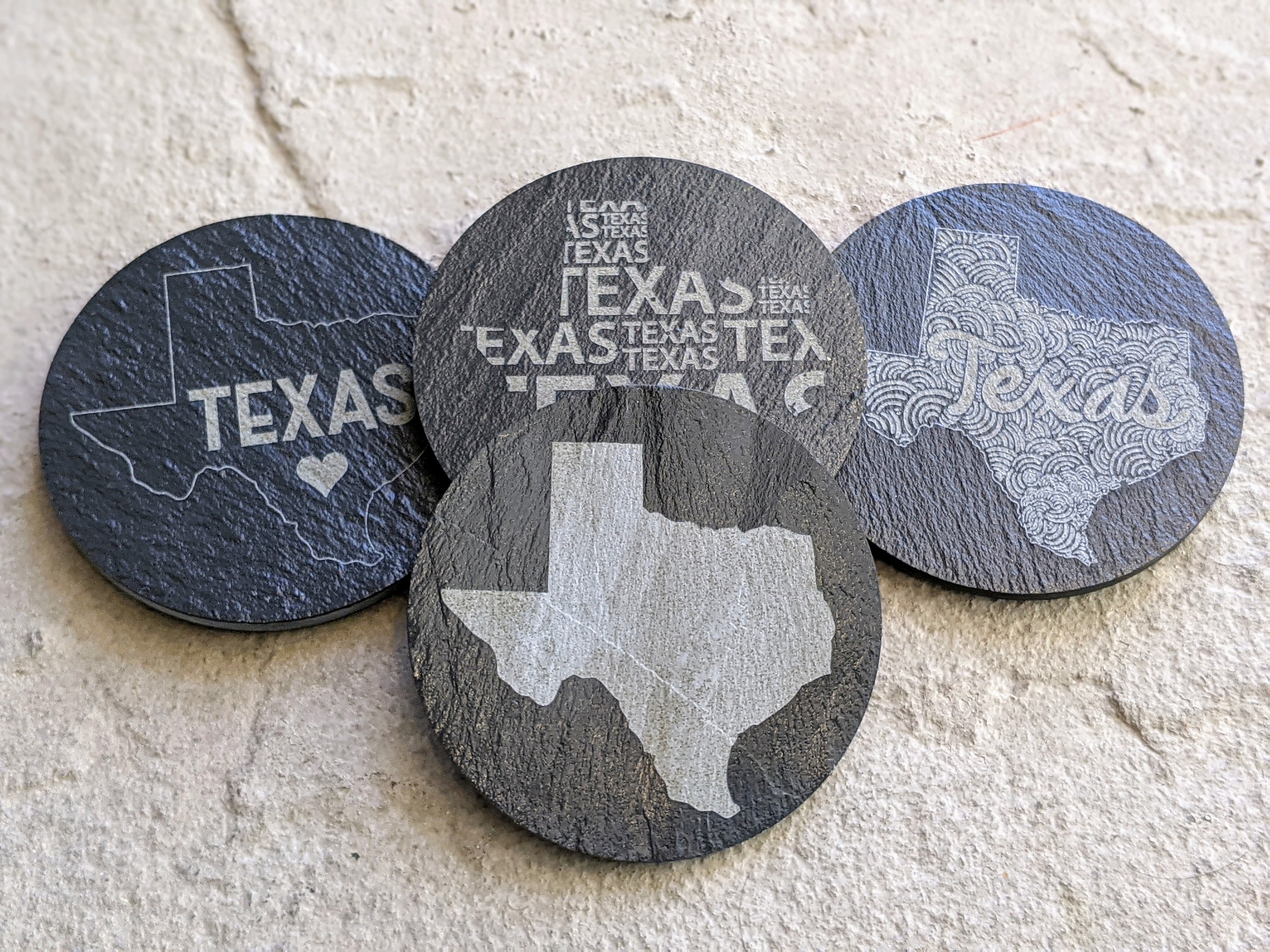 Texas Slate Coasters Set of 4 Engraved Coasters Texas | Etsy