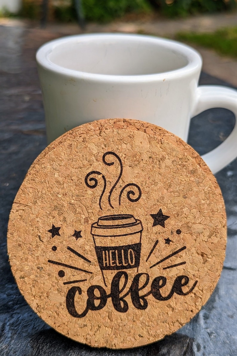 Coffee Lover's Cork Coaster Set - Set of 4 - Choose Your Own Designs ...