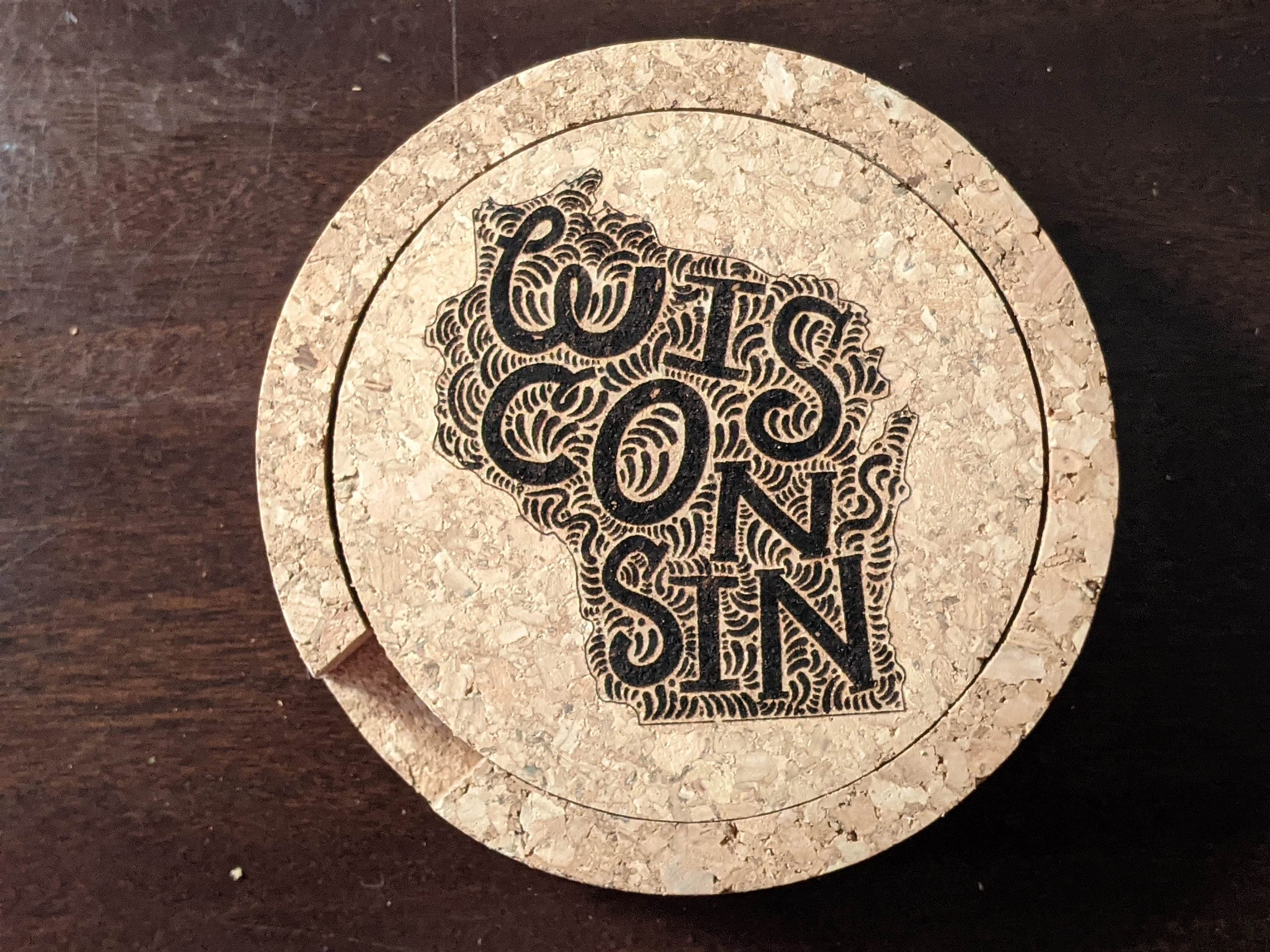 Wisconsin Coasters Cork Set of 4 Engraved Coasters | Etsy