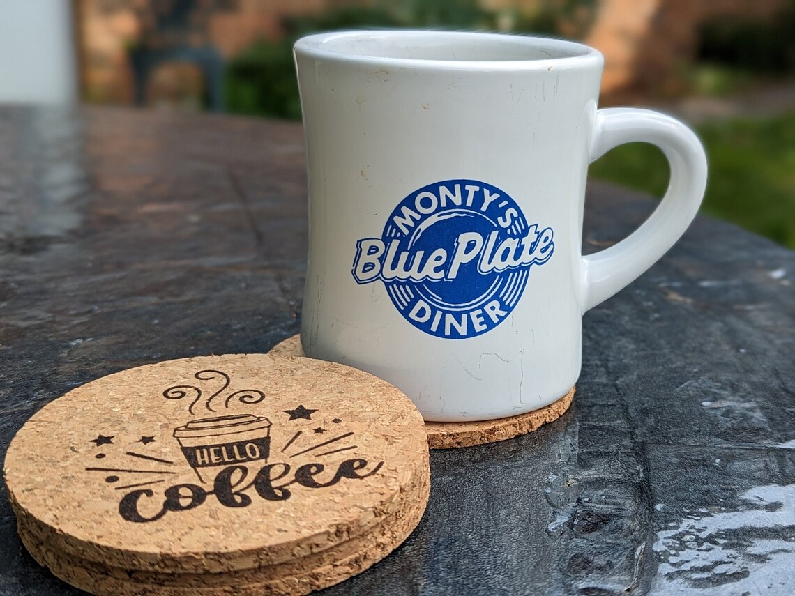 Coffee Lover's Cork Coaster Set - Set of 4 - Choose Your Own Designs ...
