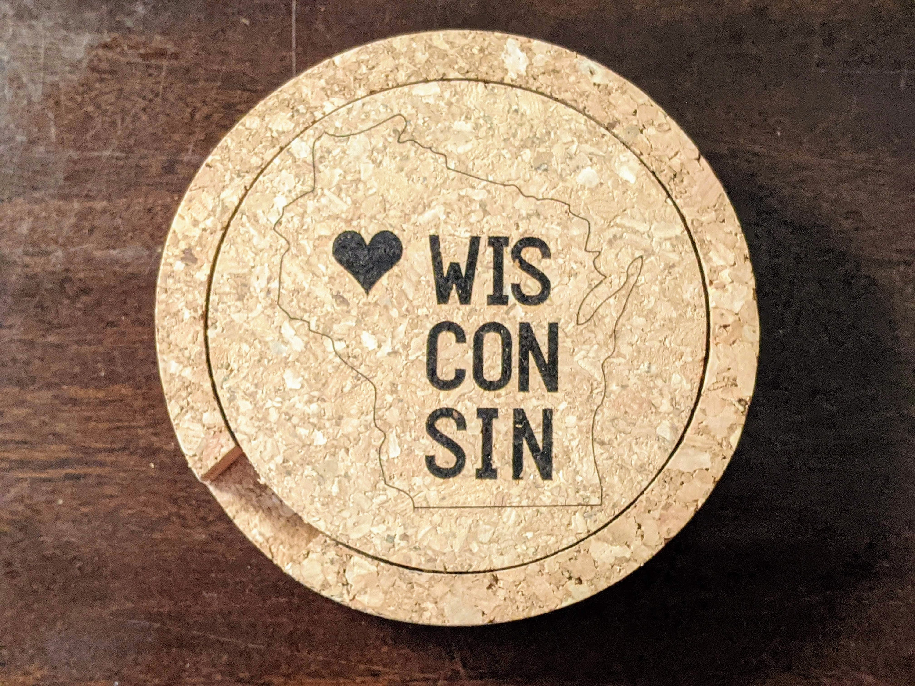 Wisconsin Coasters Cork Set of 4 Engraved Coasters | Etsy