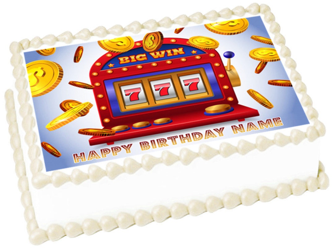 SLOT MACHINE Lucky Seven Edible Cake Topper Image Cake Party Decoration ...