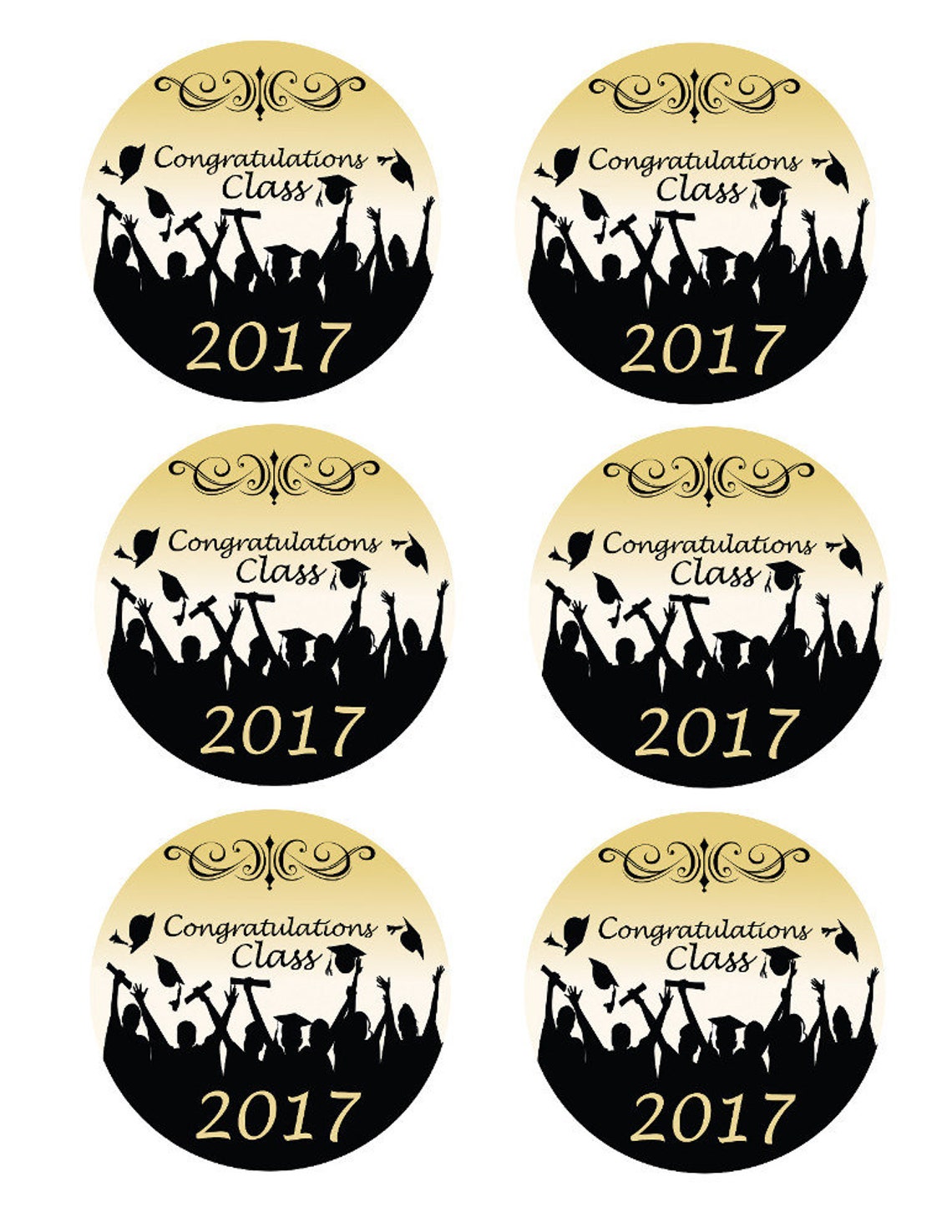 GRADUATION SILHOUETTE Edible Cake Topper Image Birthday Party ...