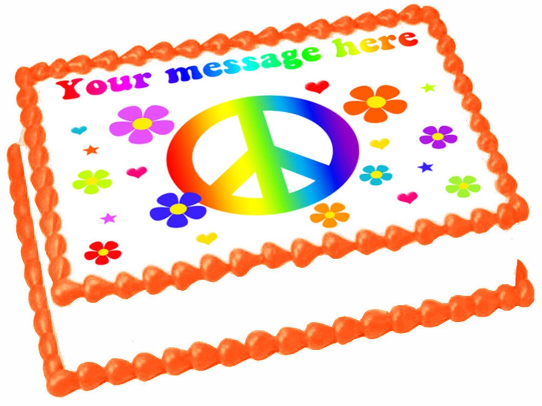 FLORAL PEACE SIGN Edible Cake Topper Image Birthday Party Decoration - Etsy