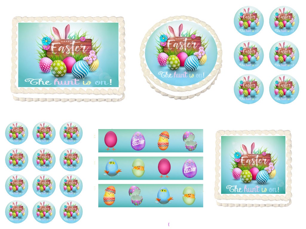 HAPPY EASTER DAY Edible Cake Topper Image Party Decoration | Etsy