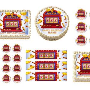 SLOT MACHINE Lucky Seven Edible Cake Topper Image Cake Party Decoration ...
