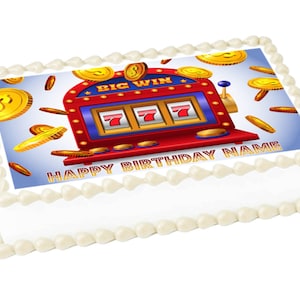 SLOT MACHINE Lucky Seven Edible Cake Topper Image Cake Party Decoration ...