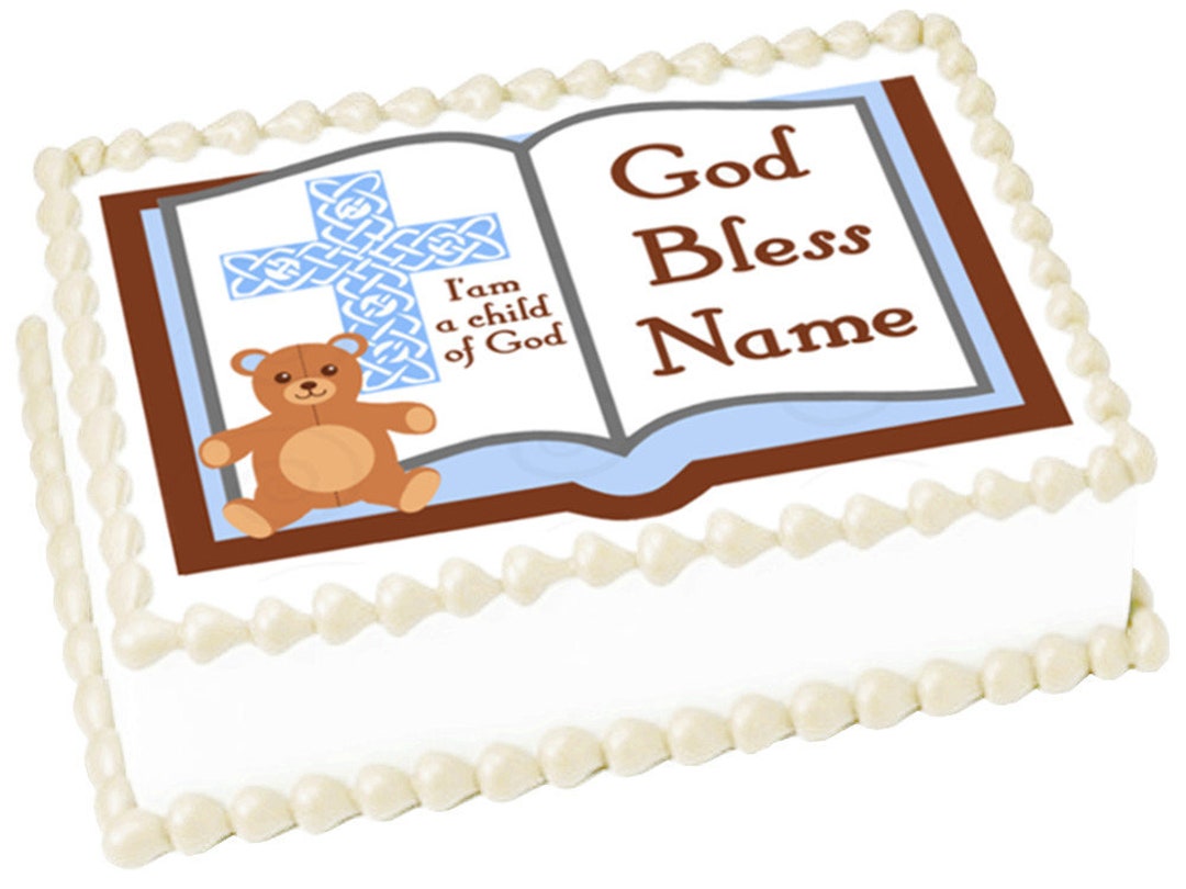 BABTISM BOY BIBLE Edible Cake Topper Image Baby Party Decoration - Etsy