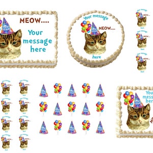 CAT PARTY Edible Cake Topper Image Birthday Party Decoration - Etsy
