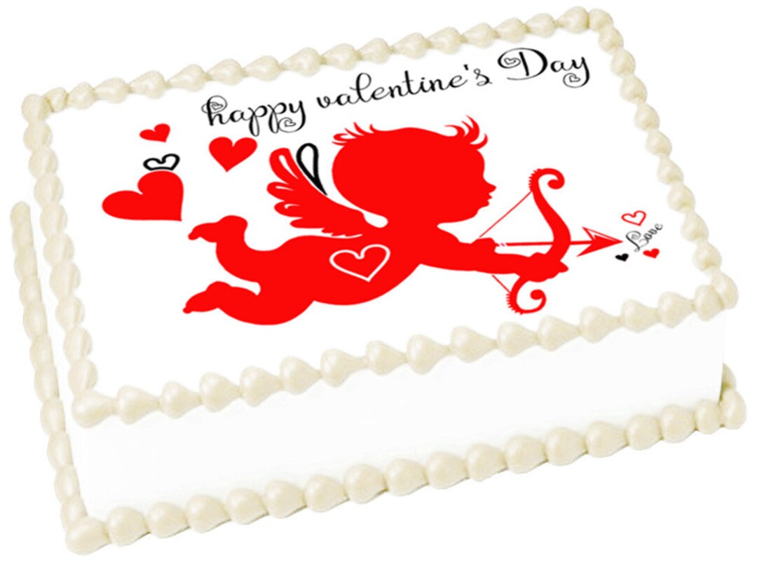HAPPY VALENTINE'S DAY Cupid Edible Cake Topper Image Cake Party ...