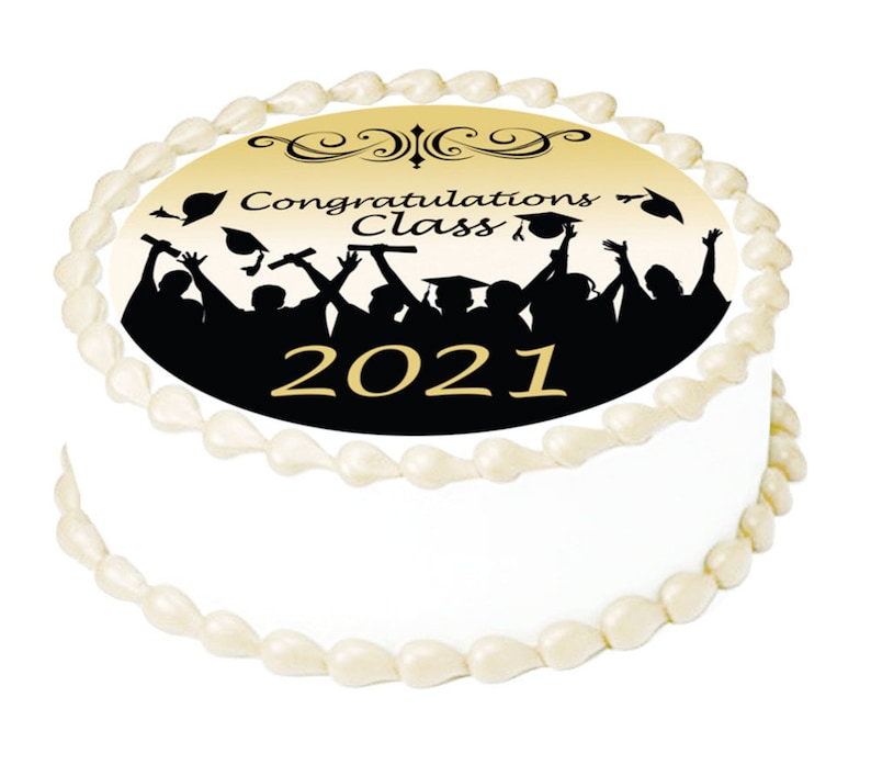 GRADUATION SILHOUETTE Edible Cake Topper Image Birthday Party ...