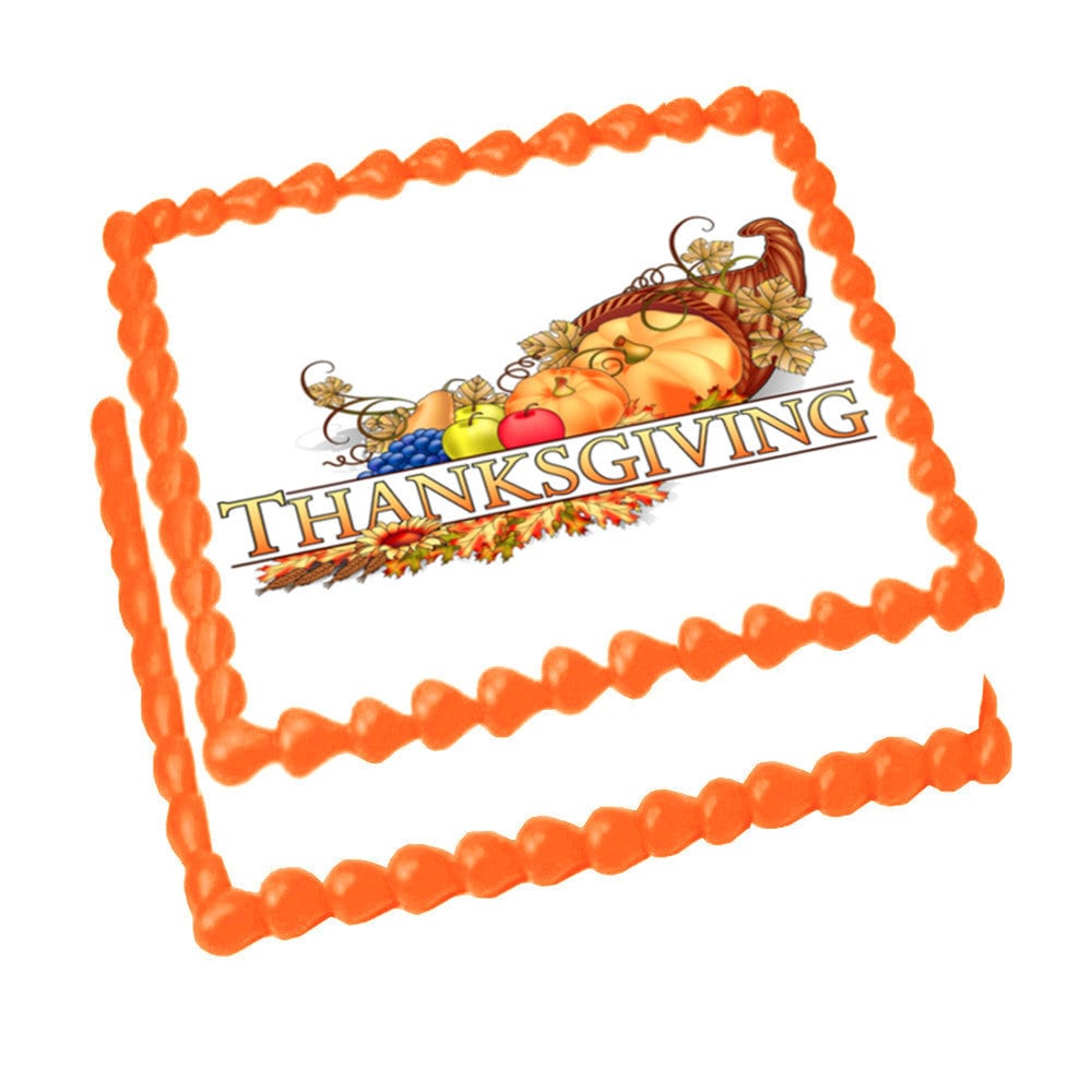THANKSGIVING Cornucopia Horn of Plenty Edible Cake Topper Image Cake ...
