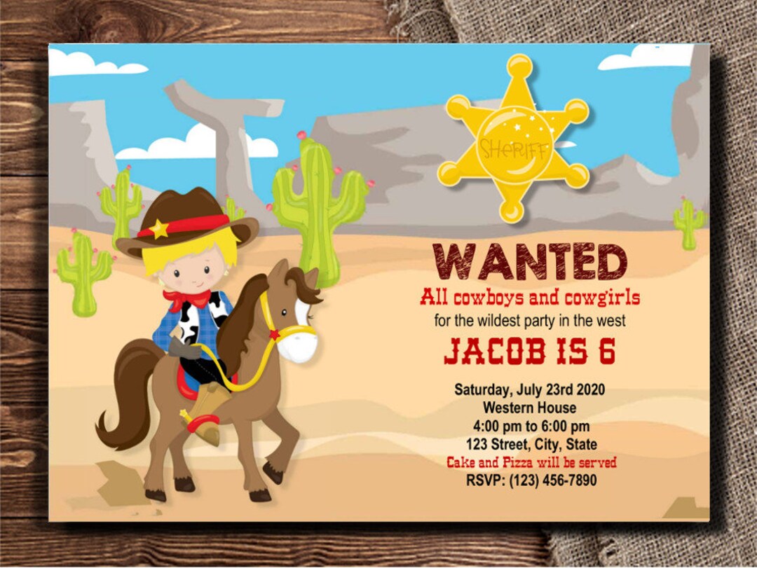 COWBOY Printable & Text Editable PDF File in Adobe Reader - Etsy