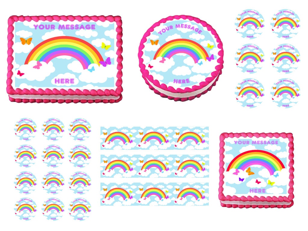 RAINBOW Edible Cake Topper Image Birthday Party Decoration - Etsy