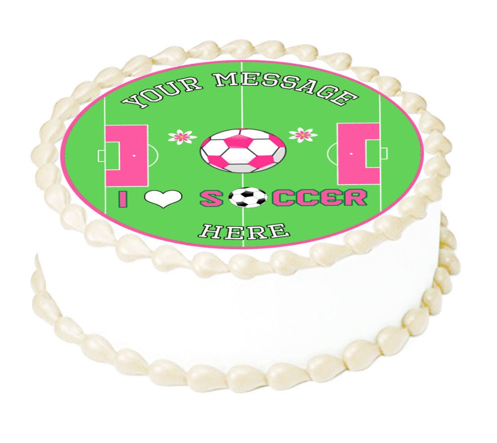 SOCCER PINK BALL Edible Cake Topper Image Birthday Sport Party ...