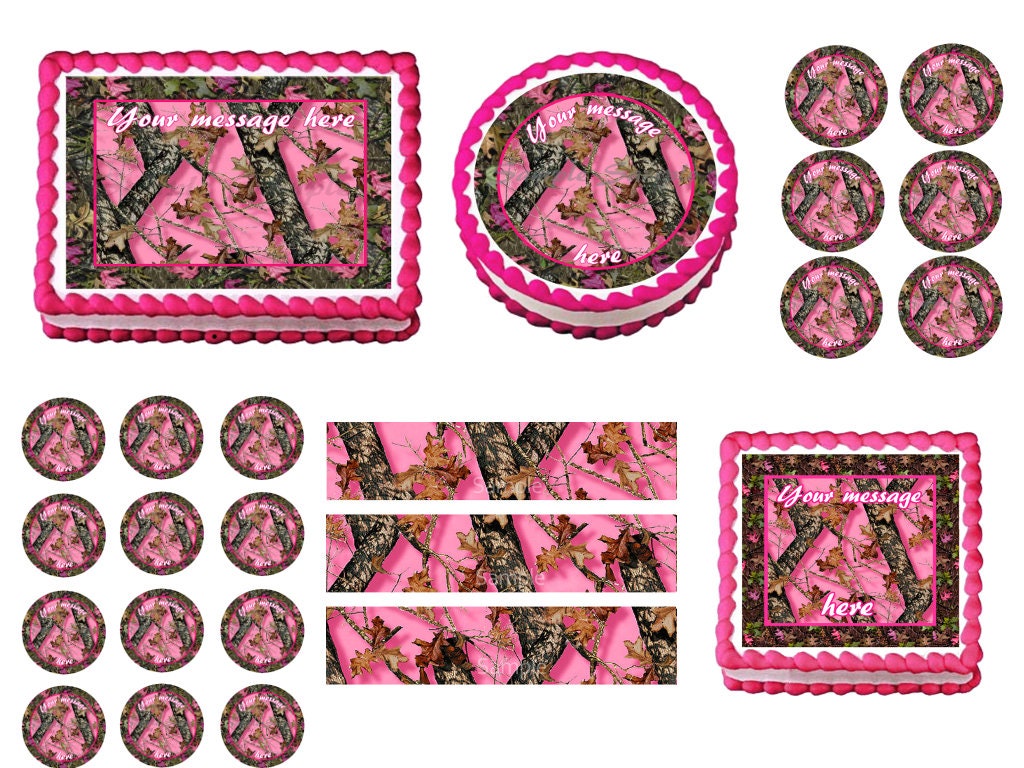 PINK CAMO edible cake topper image Birthday Party decoration - Etsy.de