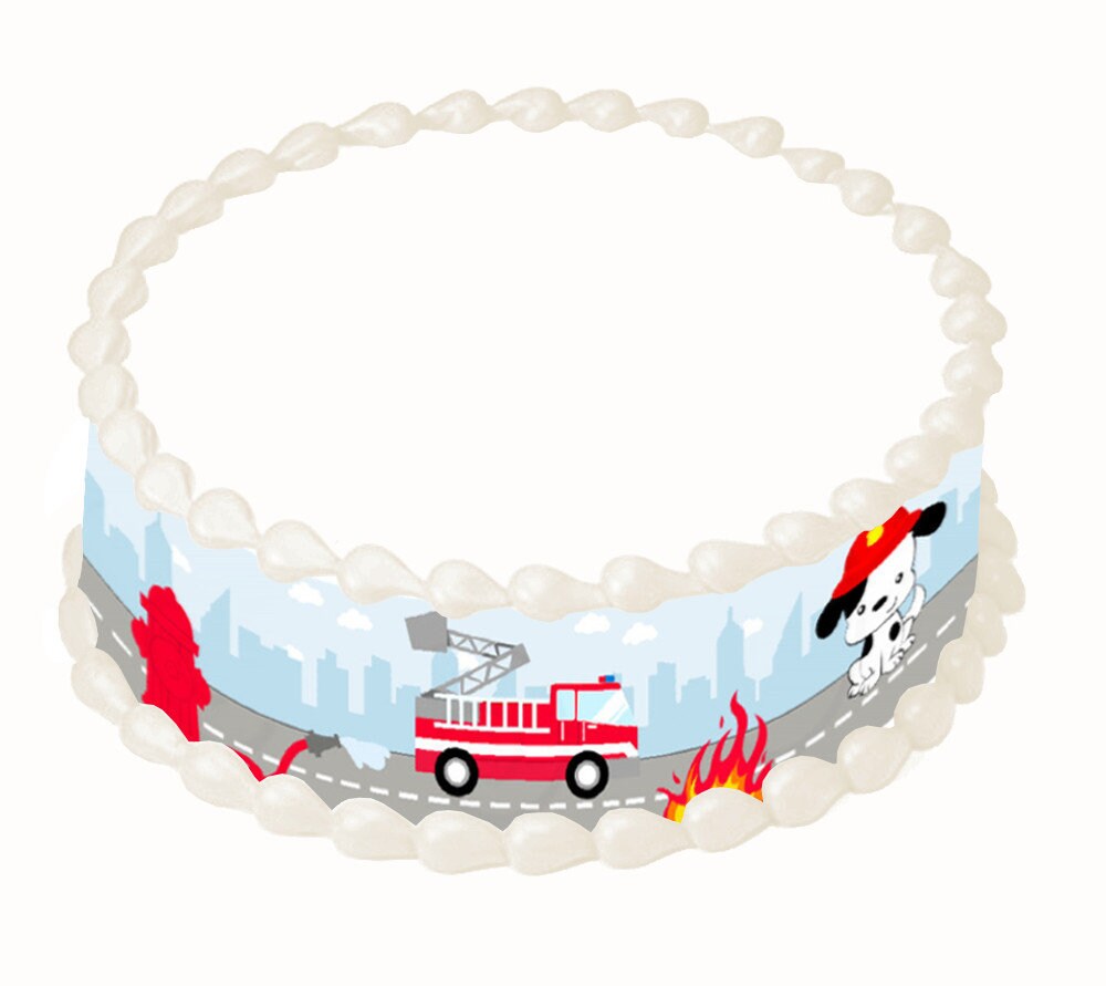 FIRETRUCK Firefighter Fireman Edible Cake Topper Image - Etsy