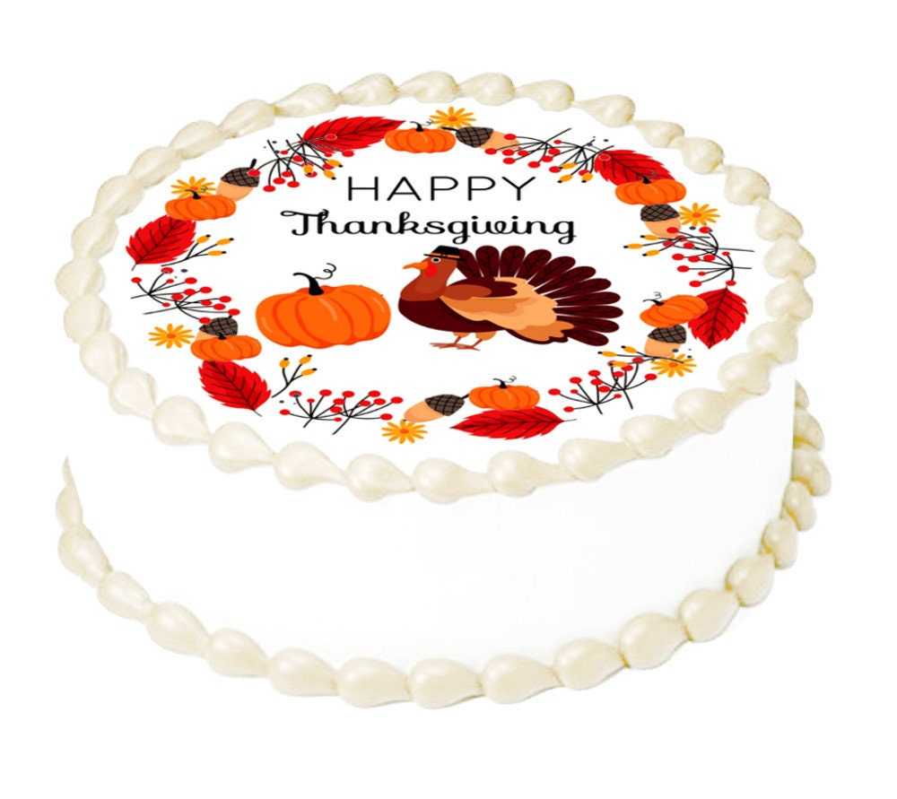 THANKSGIVING TURKEY edible cake topper image cake Party | Etsy