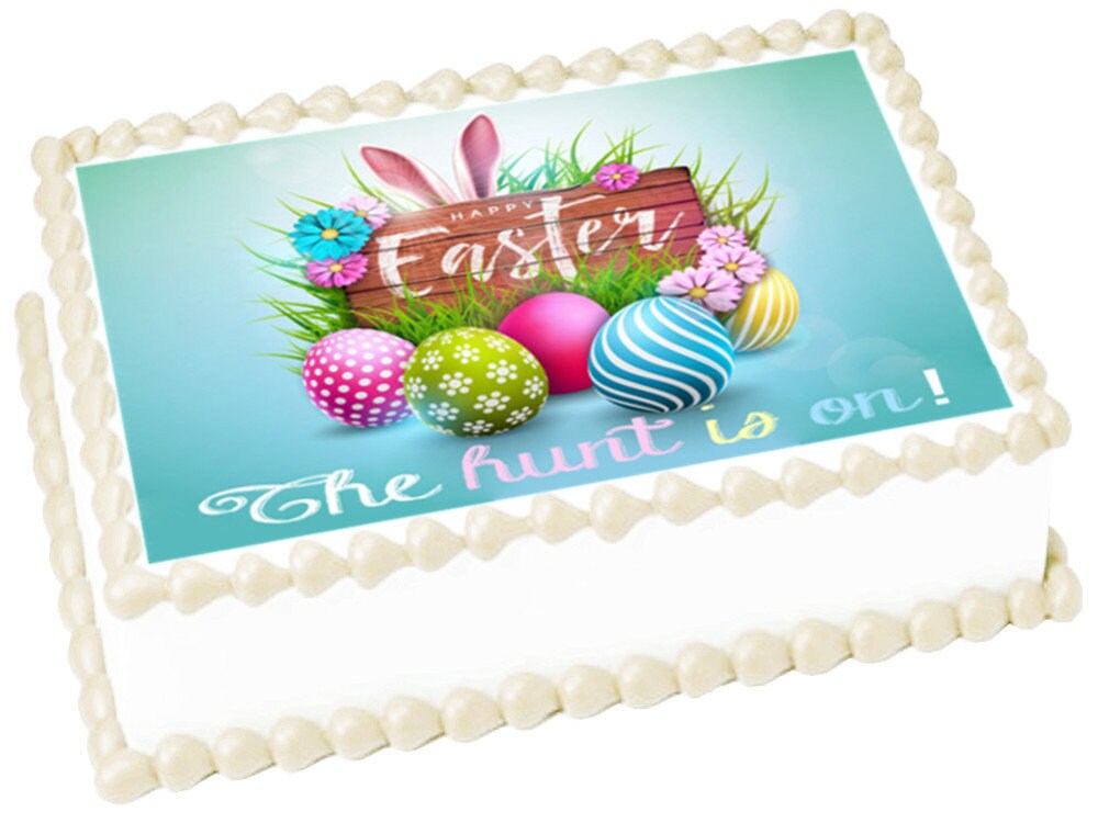 HAPPY EASTER DAY Edible Cake Topper Image Party Decoration | Etsy