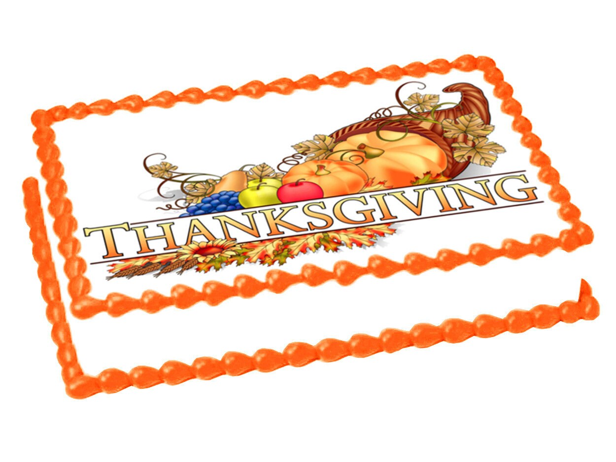 THANKSGIVING Cornucopia Horn of Plenty Edible Cake Topper Image Cake ...