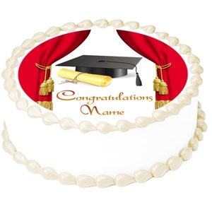 GRADUATION RED CURTAINS Edible Cake Topper Image Birthday Party ...