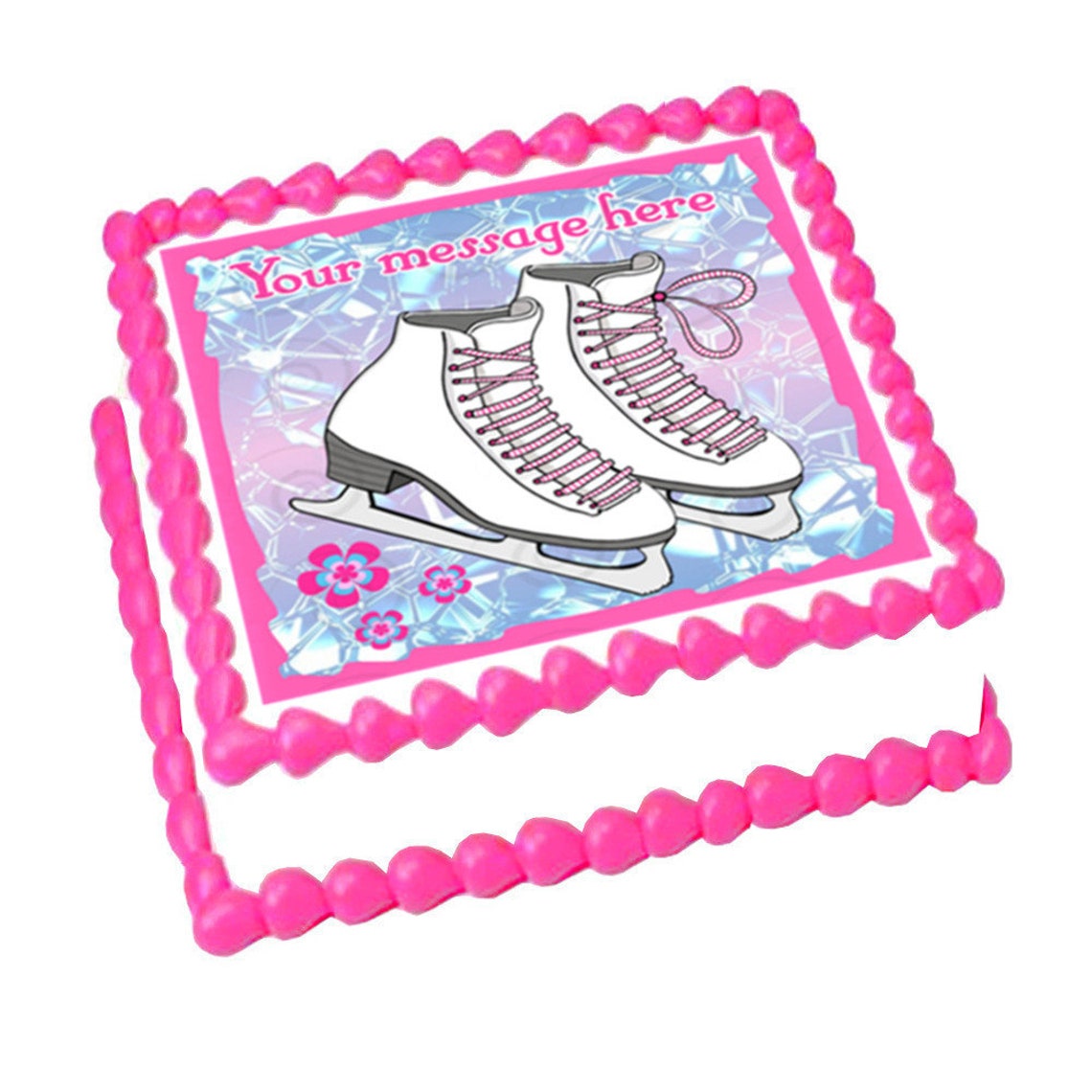 WHITE ICE SKATES edible cake topper image Birthday Party | Etsy