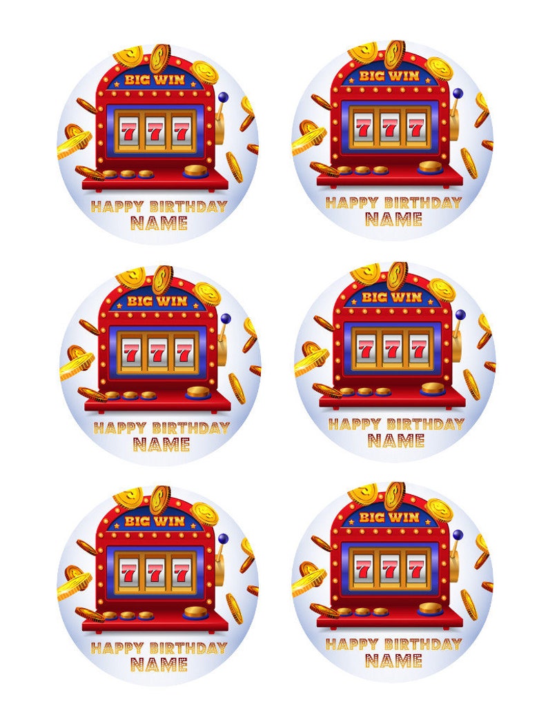 SLOT MACHINE Lucky Seven Edible Cake Topper Image Cake Party Decoration ...