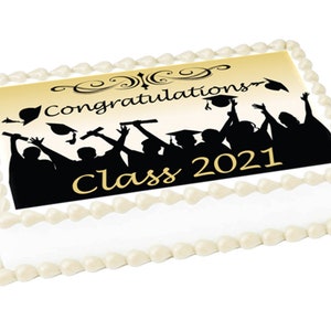 GRADUATION SILHOUETTE Edible Cake Topper Image Birthday Party ...